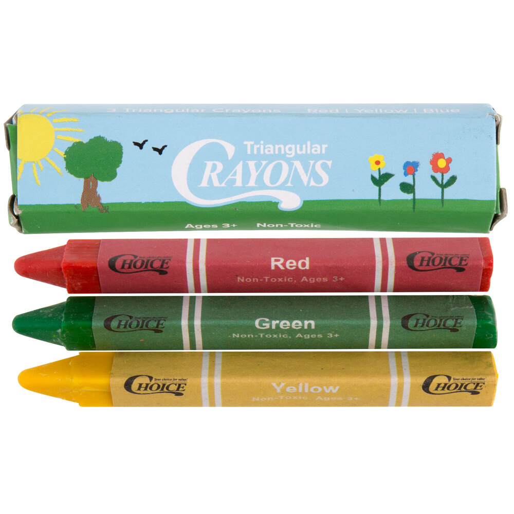 Choice 3 Pack Triangular Kids' Restaurant Crayons in Print Box - 500/Case