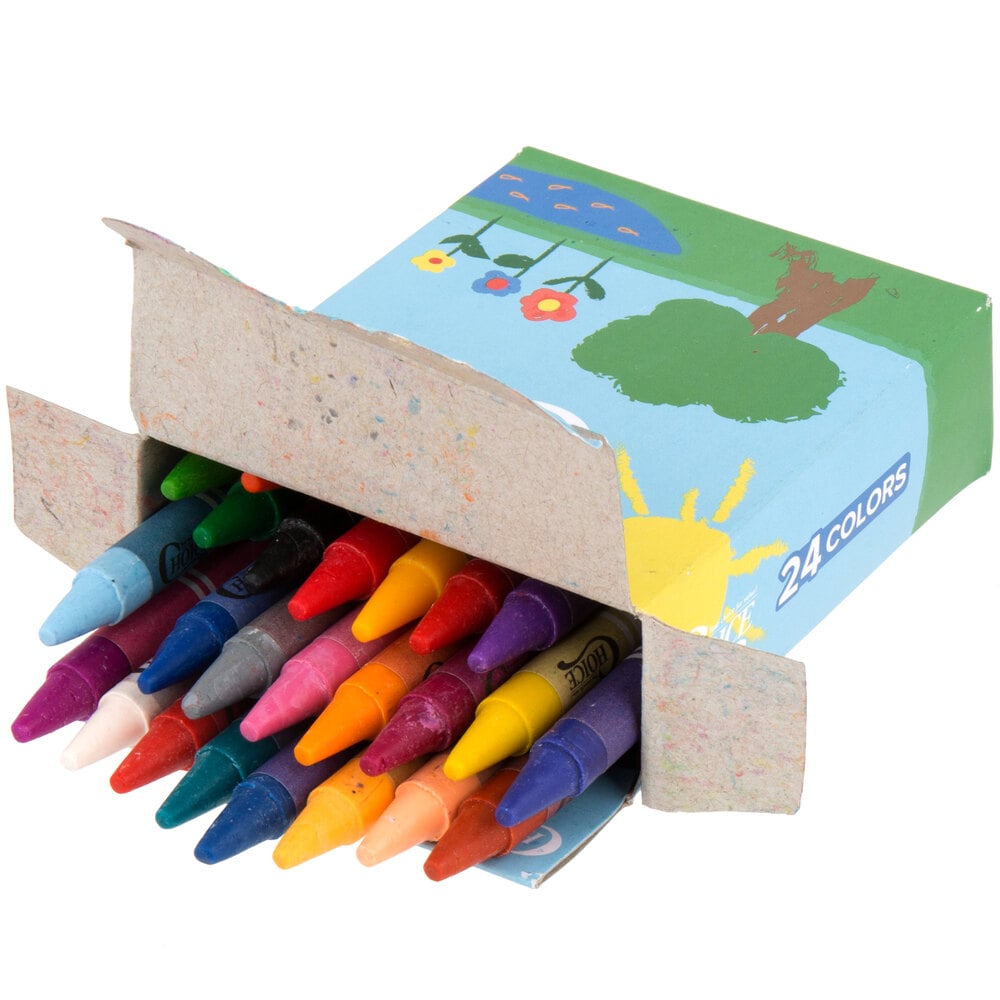 Choice 24 Assorted Colors Bulk School Crayons Pack - 50/Case