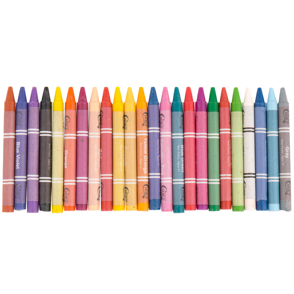 Choice 24 Assorted Colors Bulk School Crayons Pack - 50/Case