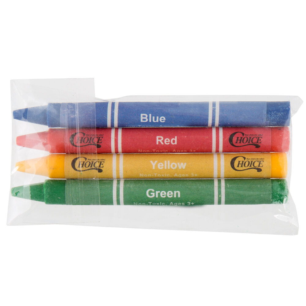 Choice 4 Pack Kids' Restaurant Crayons in Cello Wrap - 1000/Case
