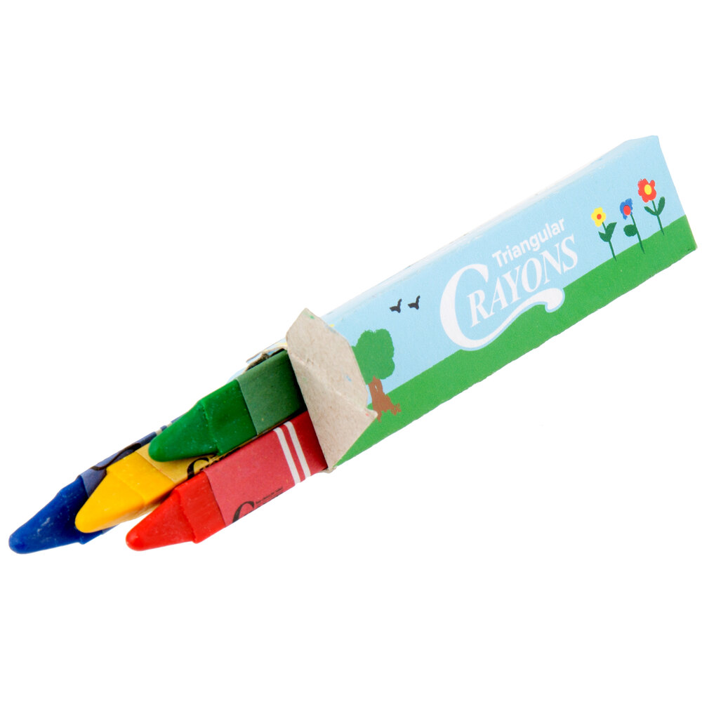 Choice 4 Pack Triangular Kids' Restaurant Crayons in Print Box - 100/Pack