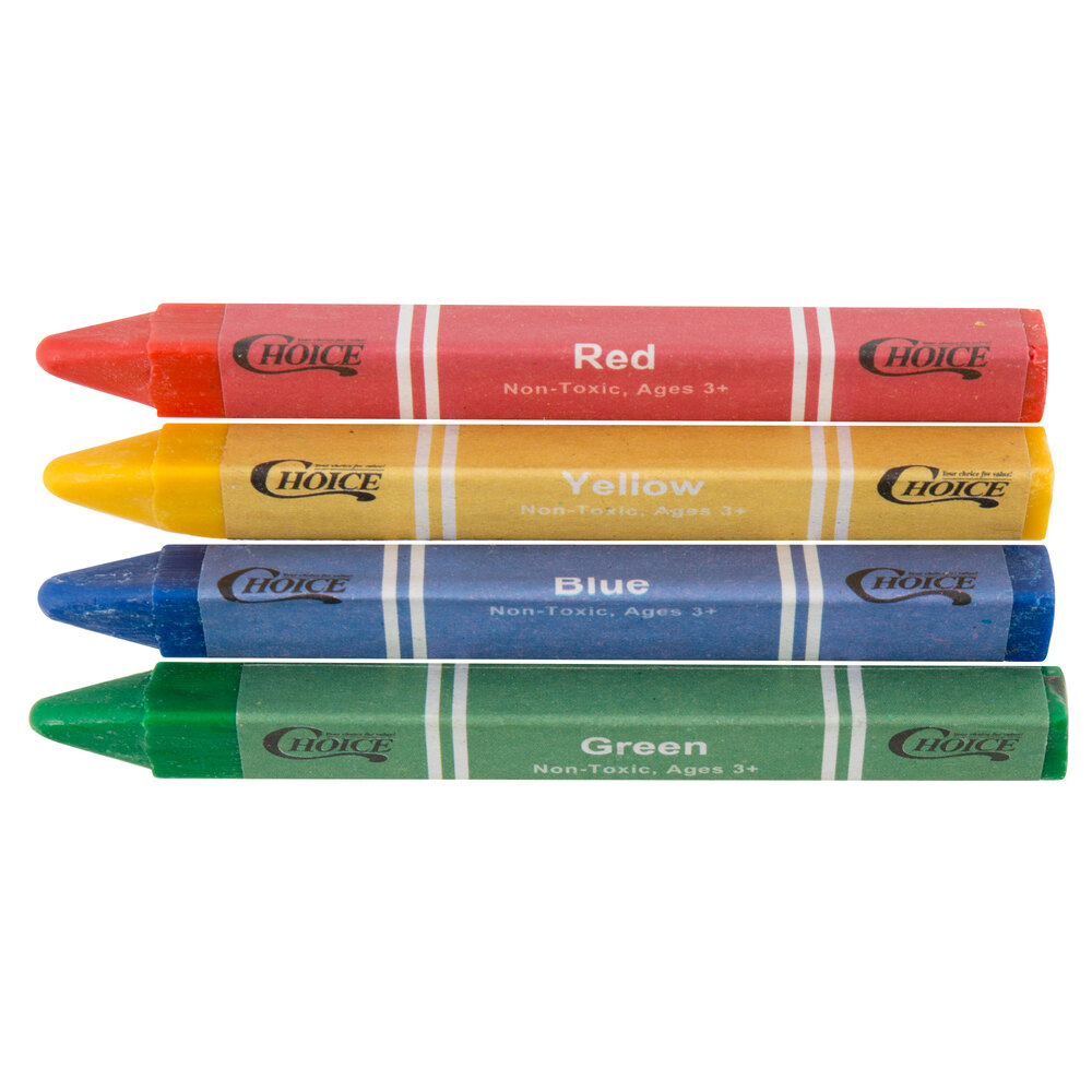 Choice 4 Pack Triangular Kids' Restaurant Crayons in Print Box - 100/Pack