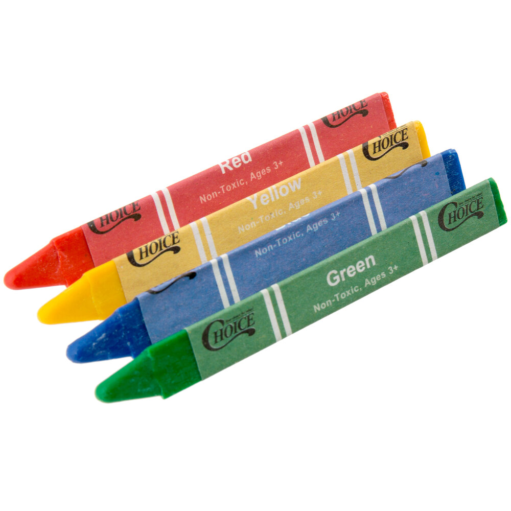 Choice 4 Pack Triangular Kids' Restaurant Crayons in Print Box - 100/Pack