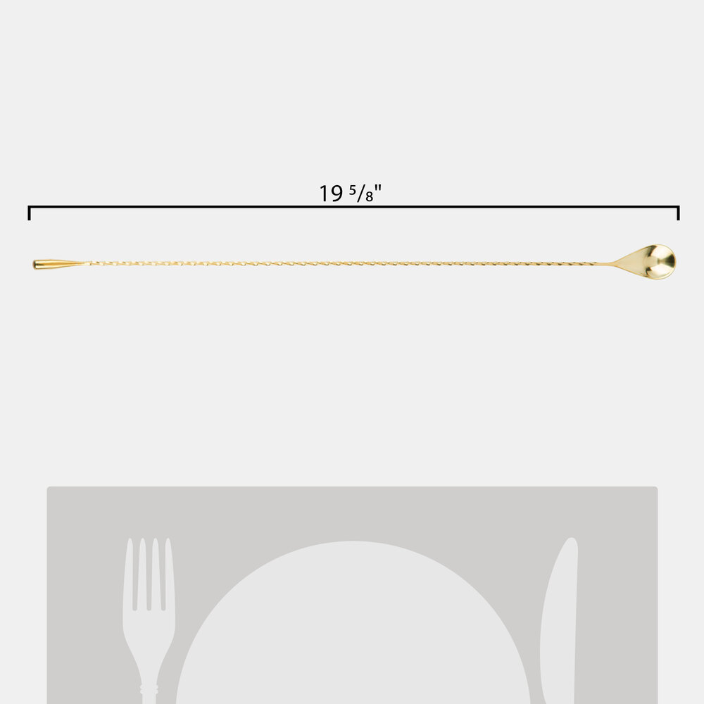 Barfly M37014GD 19 5/8" Gold Plated Classic Bar Spoon with Weighted End