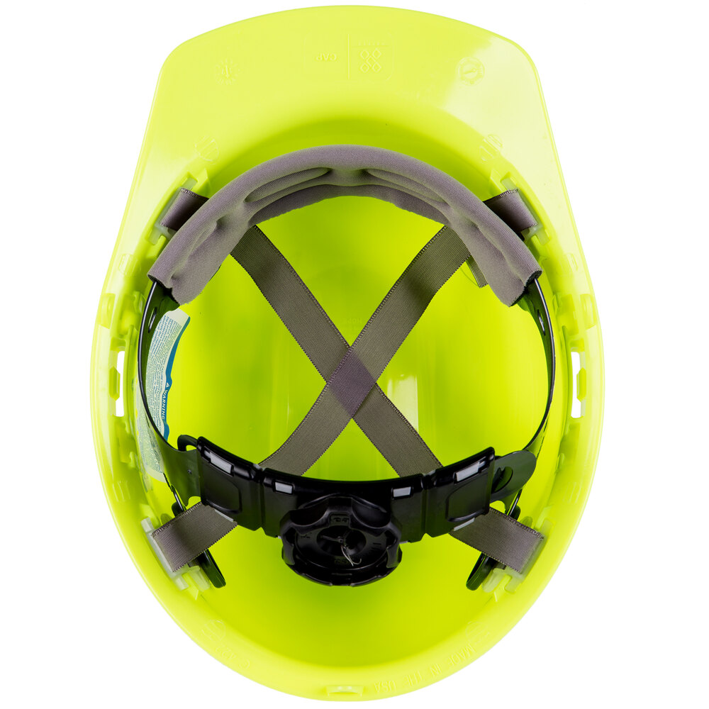 Duo Safety Hi-Vis Green Cap Style Hard Hat with 4-Point Ratchet Suspension