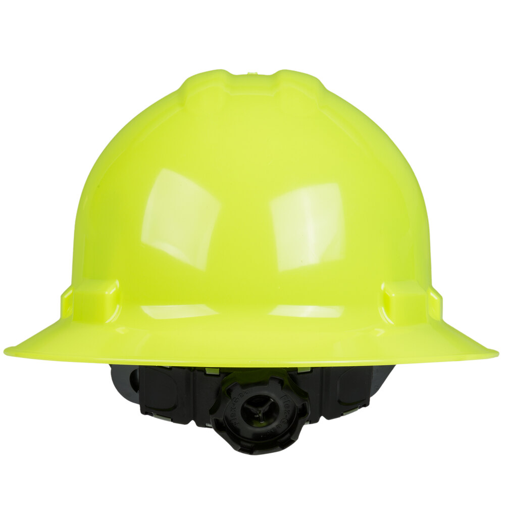 Duo Safety Hi-Vis Green Full-Brim Style Hard Hat with 6-Point Ratchet ...