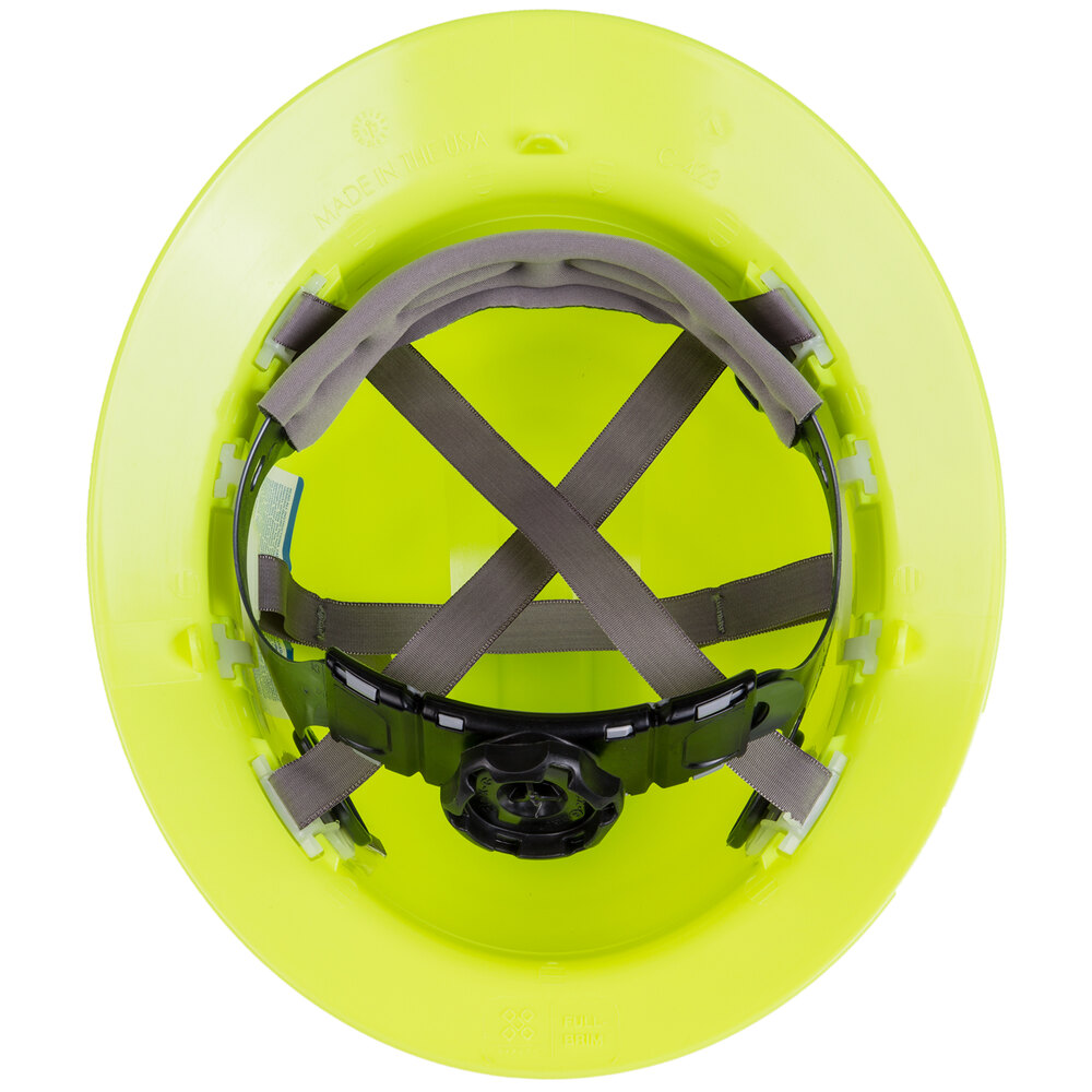 Duo Safety Hi-Vis Green Full-Brim Style Hard Hat with 6-Point Ratchet ...