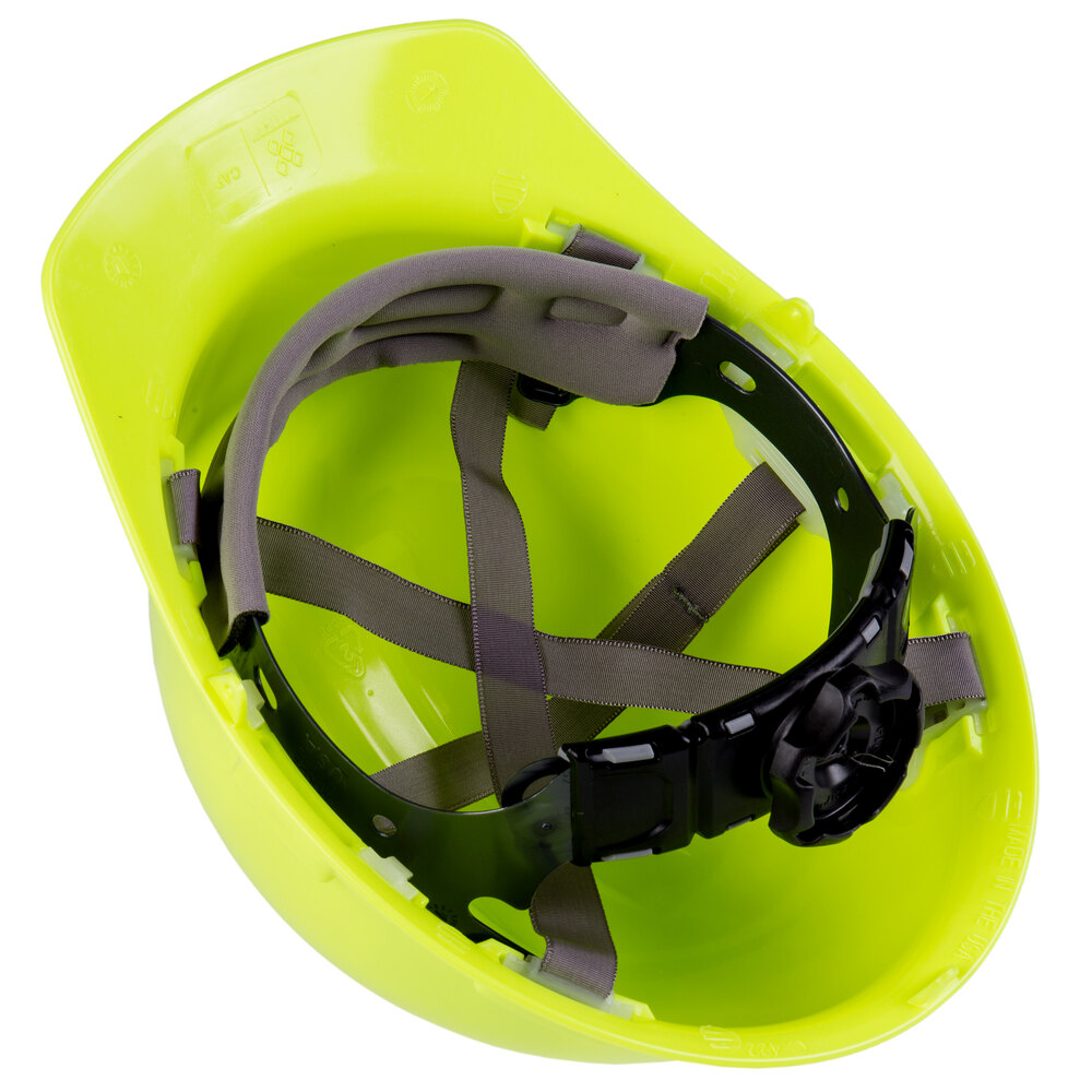 Duo Safety Hi-Vis Green Cap Style Hard Hat with 6-Point Ratchet Suspension