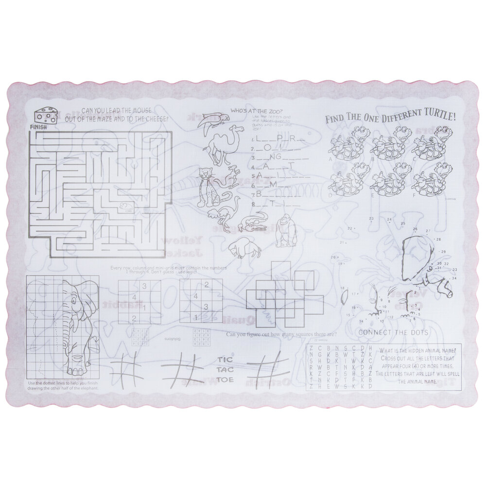 Hoffmaster Kids Color Me Design Placemat with Choice 3 Pack Kids ...