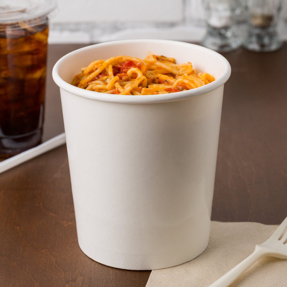 Choice 32 oz. Double Poly-Coated White Paper Food Cup with Vented Paper ...