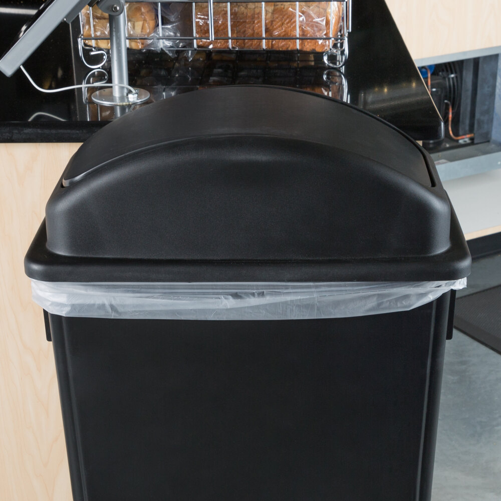 Lavex Janitorial Black Slim Trash Can Swing Dome Lid