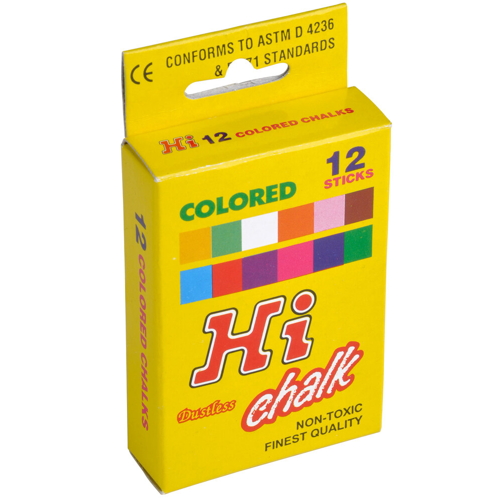Choice 12 Piece Assorted Colored Chalk - 144/Case