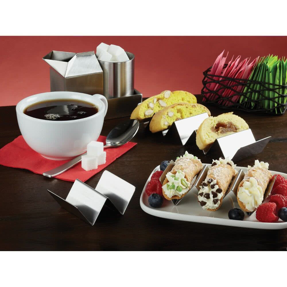 Choice 4" x 2" x 1" Stainless Steel Mini Taco Holder with 2 or 3 ...