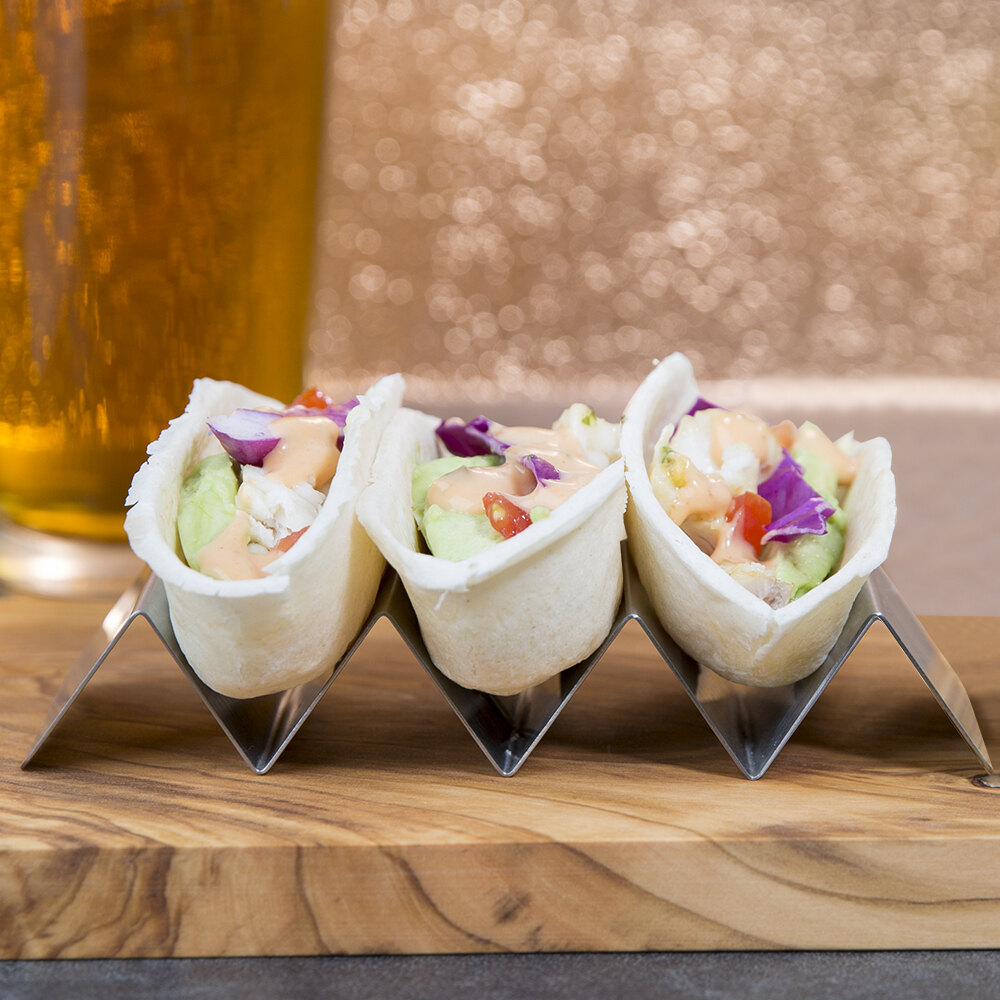 Choice 5" x 2" x 1" Stainless Steel Mini Taco Holder with 3 or 4 ...