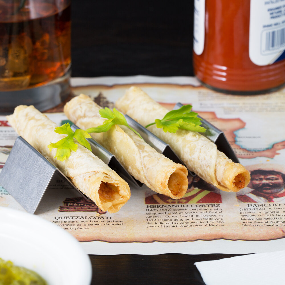 Choice 5" x 2" x 1" Stainless Steel Mini Taco Holder with 3 or 4 ...