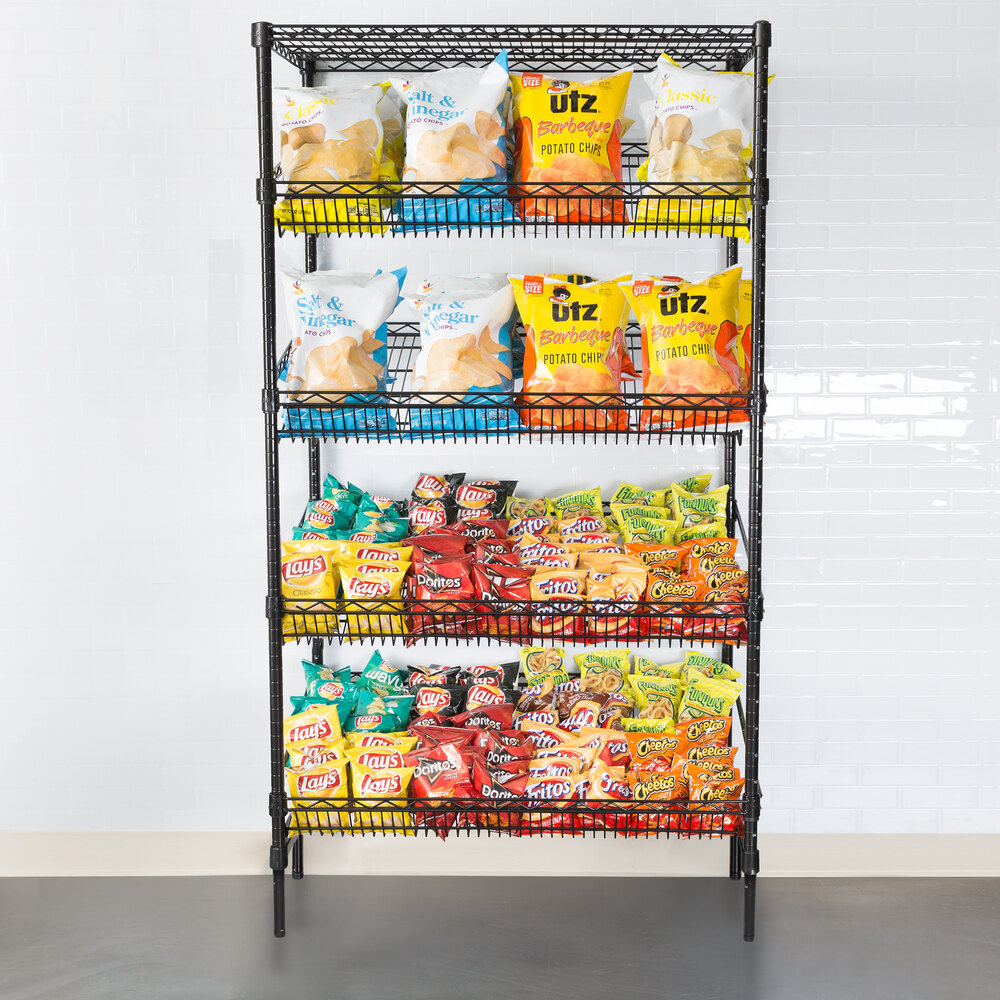 Regency Black Epoxy 5-Shelf Angled Stationary Merchandising Rack - 24 ...