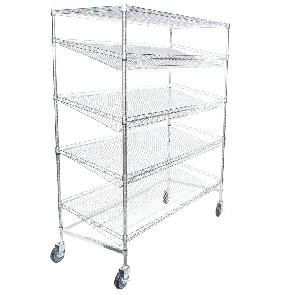 Regency Chrome 5-Shelf Angled Mobile Merchandising Rack - 24" x 60" x 69"