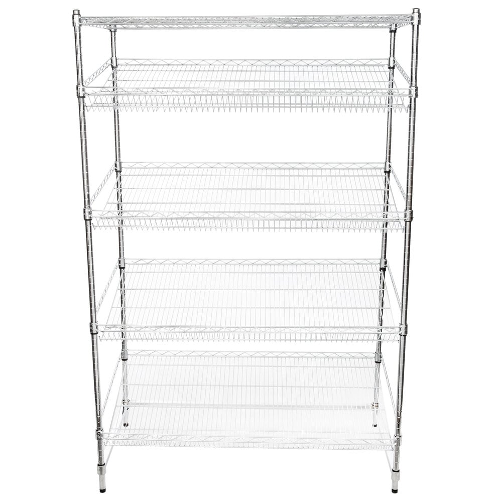 Regency Chrome 5-Shelf Angled Stationary Merchandising Rack - 24" x 48 ...