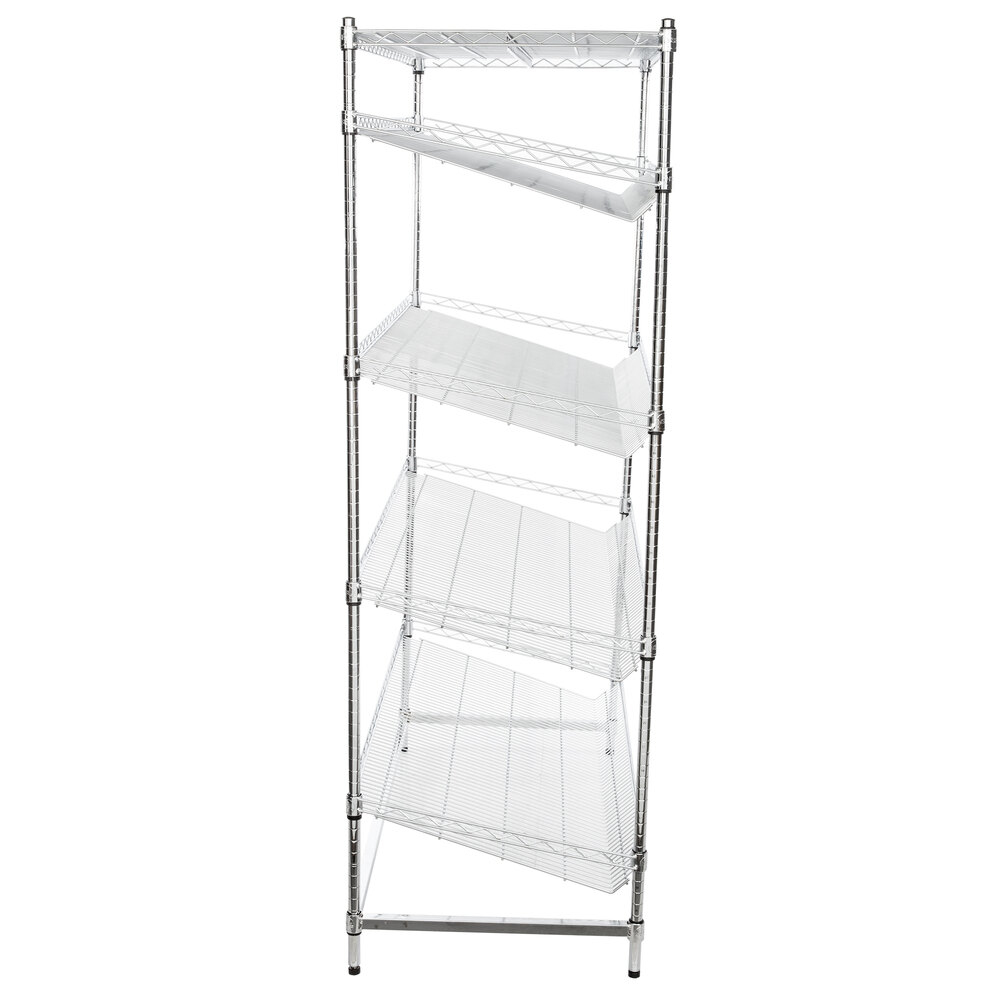 Regency Chrome 5-Shelf Angled Stationary Merchandising Rack - 24" x 48 ...