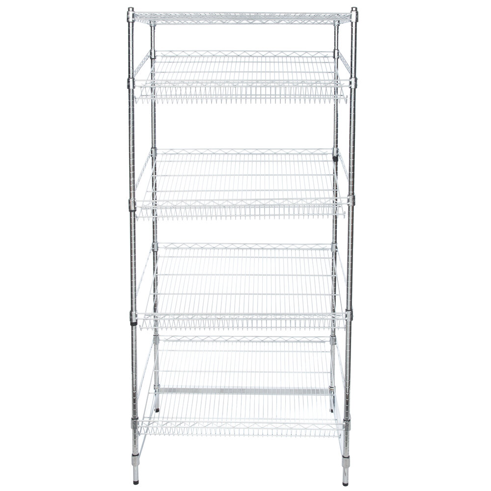 Regency Chrome 5-Shelf Angled Stationary Merchandising Rack - 24" x 36 ...
