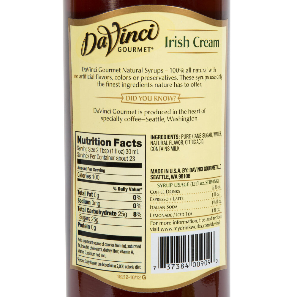 DaVinci Gourmet 700 mL All Natural Irish Cream Flavoring Syrup