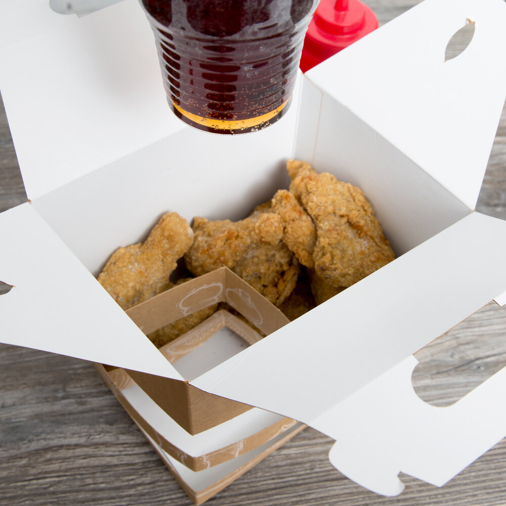 8" x 6" x 8" Barn Take Out Lunch Box / Chicken Box with Cup Holder and ...