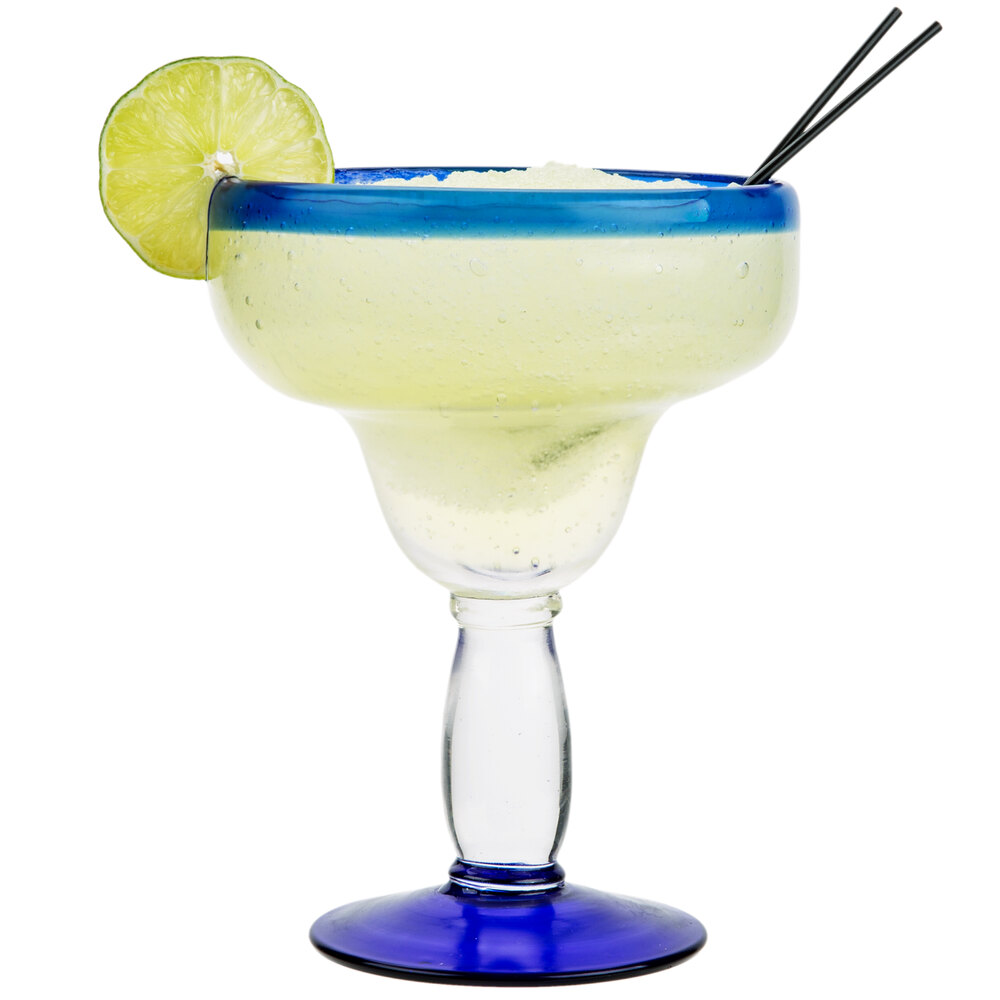 Libbey 92315 Aruba 16 oz. Margarita Glass with Cobalt Blue Rim and Base ...