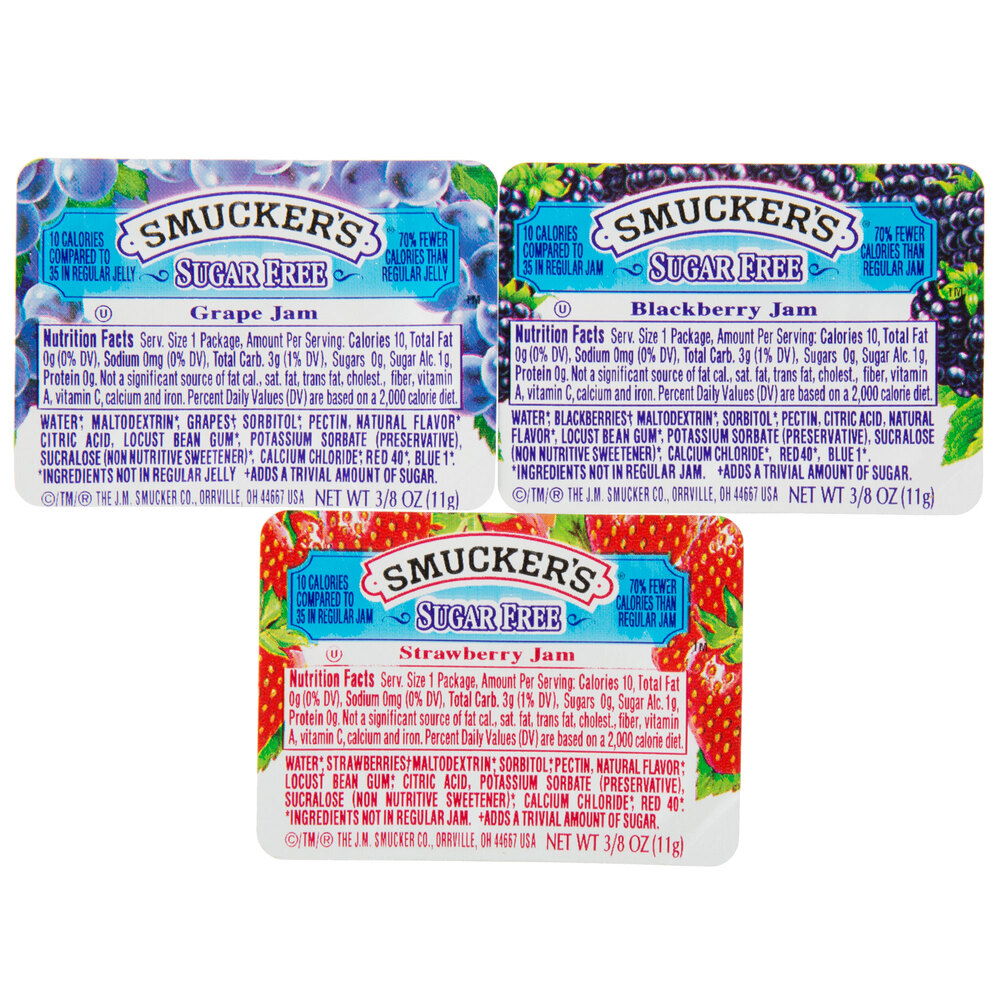 Smucker's Sugar Free Grape, Strawberry & Blackberry Jam .375 oz ...