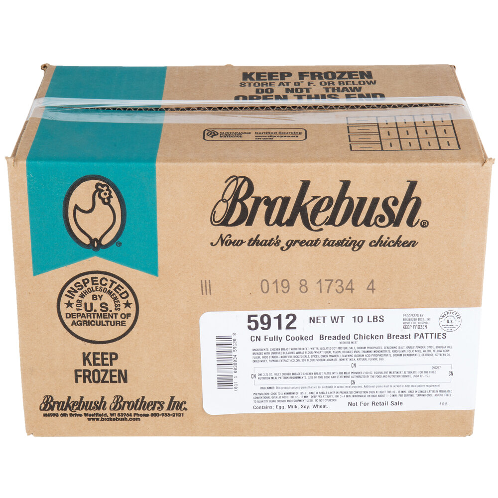 Brakebush 3.25 oz. Fully Cooked Breaded Chicken Breast Patties