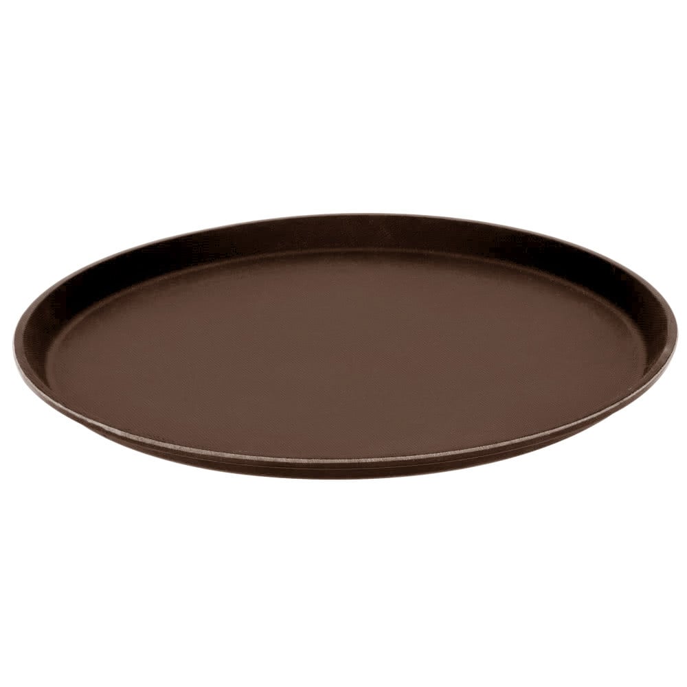 Cambro 1400TL138 Treadlite 14" Round Brown Non-Skid Fiberglass Serving ...