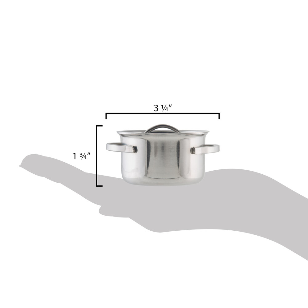 American Metalcraft MPL4 4 oz. Mini Stainless Steel Pot and Lid American Metalcraft MPL4 4 oz. Mini Stainless Steel Pot and Lid