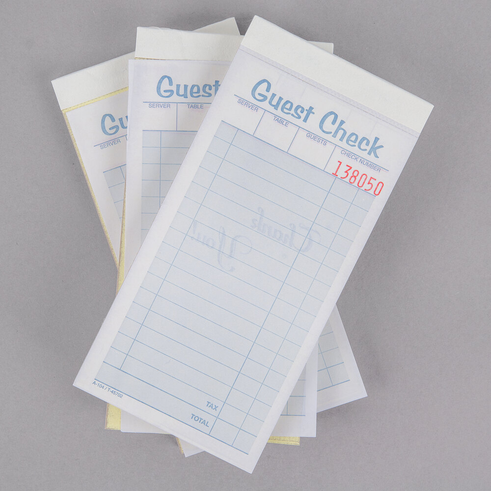 Tops 45702 2-Part White / Yellow Carbonless Guest Check Book - 10/Pack