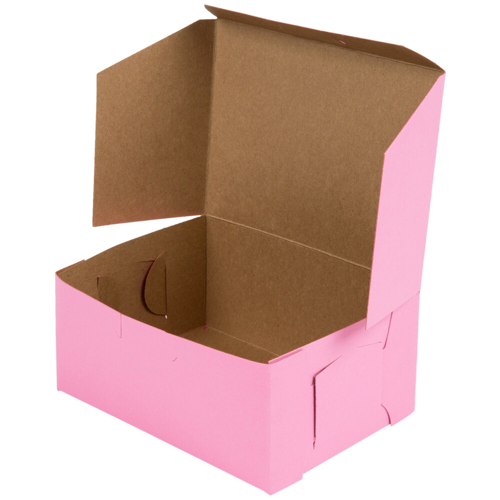 6 1/2" x 4" x 2 3/4" Pink Cake / Bakery Box - 10/Pack