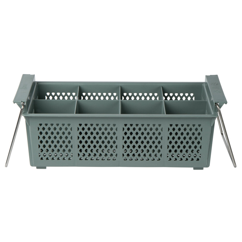 Noble Products 8 Compartment Half Size Grey Flatware Rack with Handles