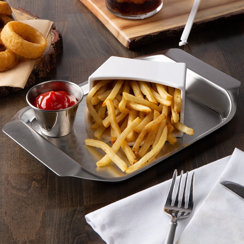 Tablecraft 20005 Better Burger 7" x 10" Stainless Steel Serving Tray