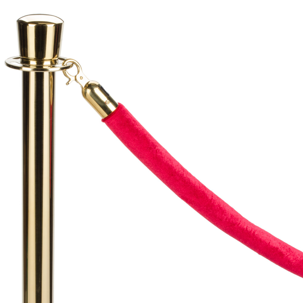 Aarco Red 5' Stanchion Rope with Brass Ends for Rope Style Crowd ...
