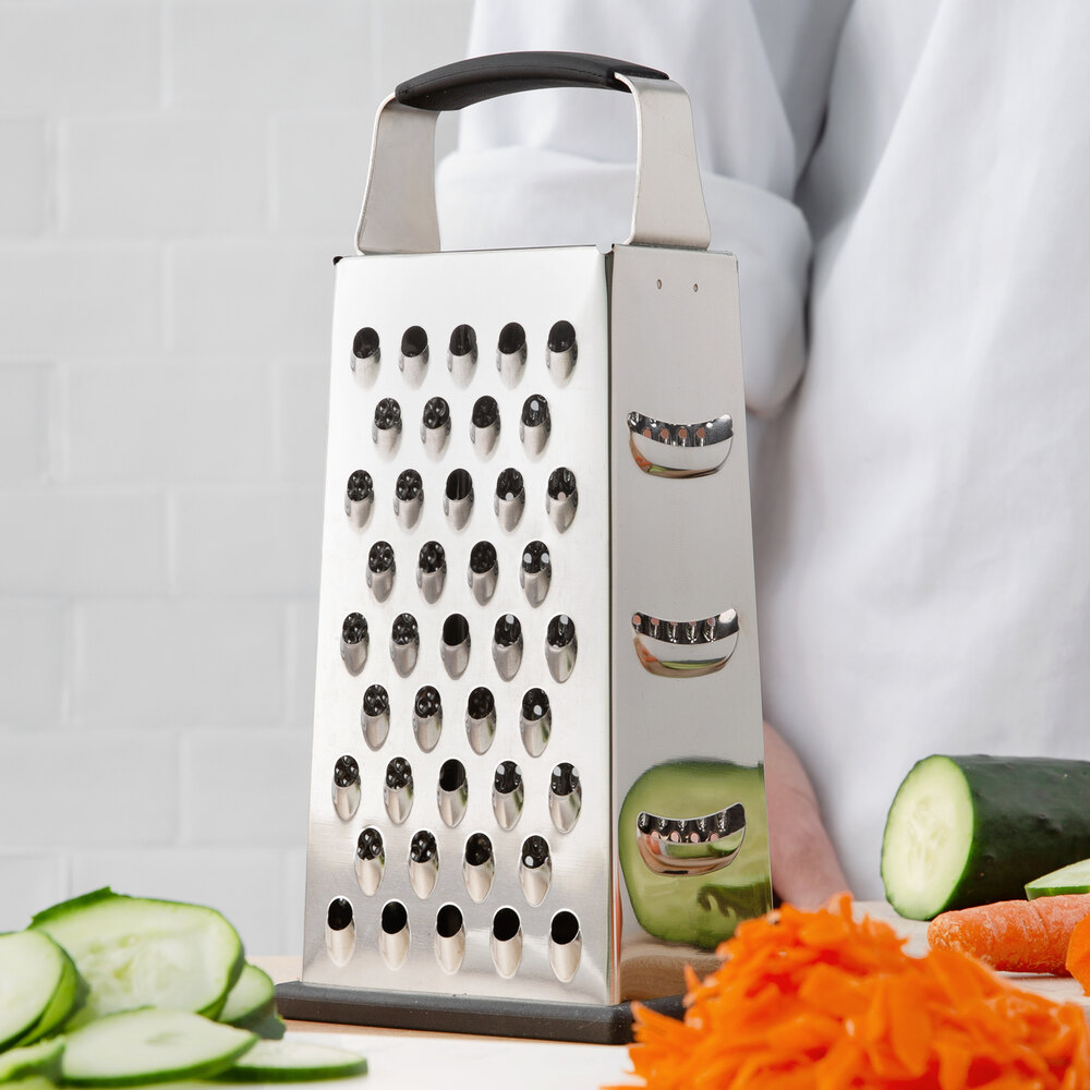 Choice 9" 4-Sided Stainless Steel Box Grater with Soft Grip
