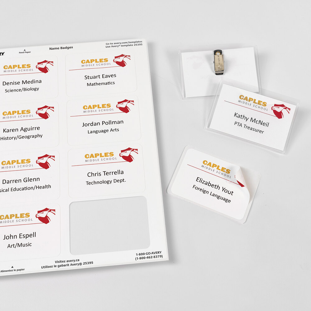 Avery 25395 2 1/3" x 3 3/8" White Rectangle Adhesive Name Badges - 80/Pack