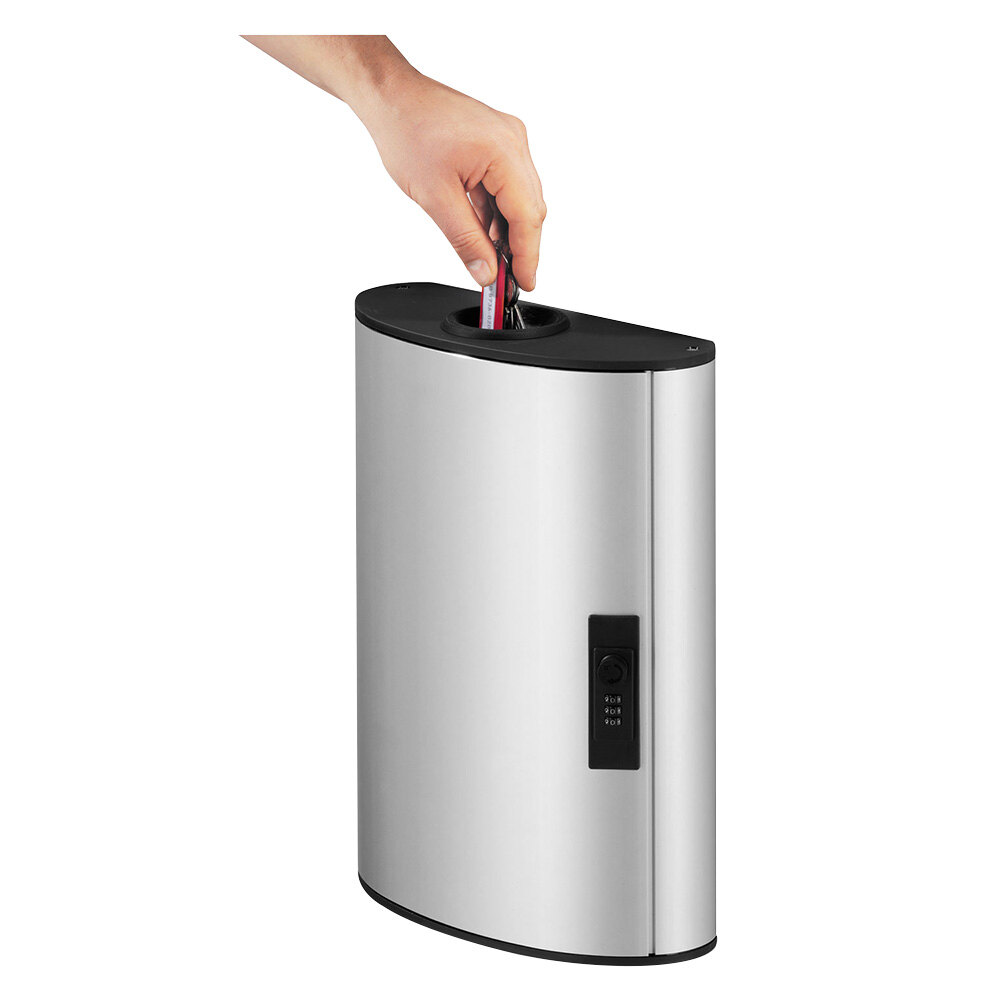Durable 196823 Key Box Plus 11 3/4" x 4 5/8" x 15 3/4" Brushed Aluminum ...