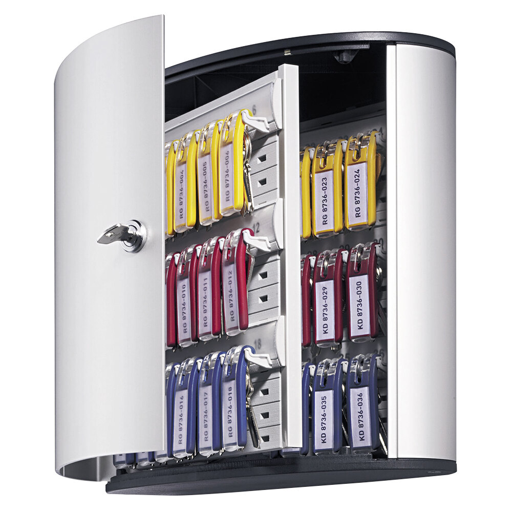 Durable 195223 Silver Brushed Aluminum 36 Key Locking Key Cabinet - 11 ...