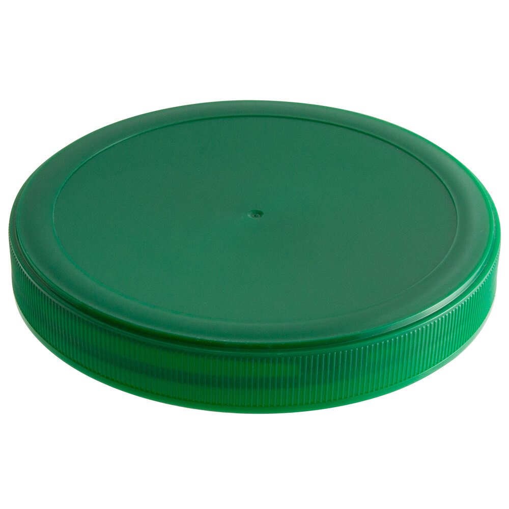 Choice Green Spice Container Lid with Flat Top and 110/400 Finish