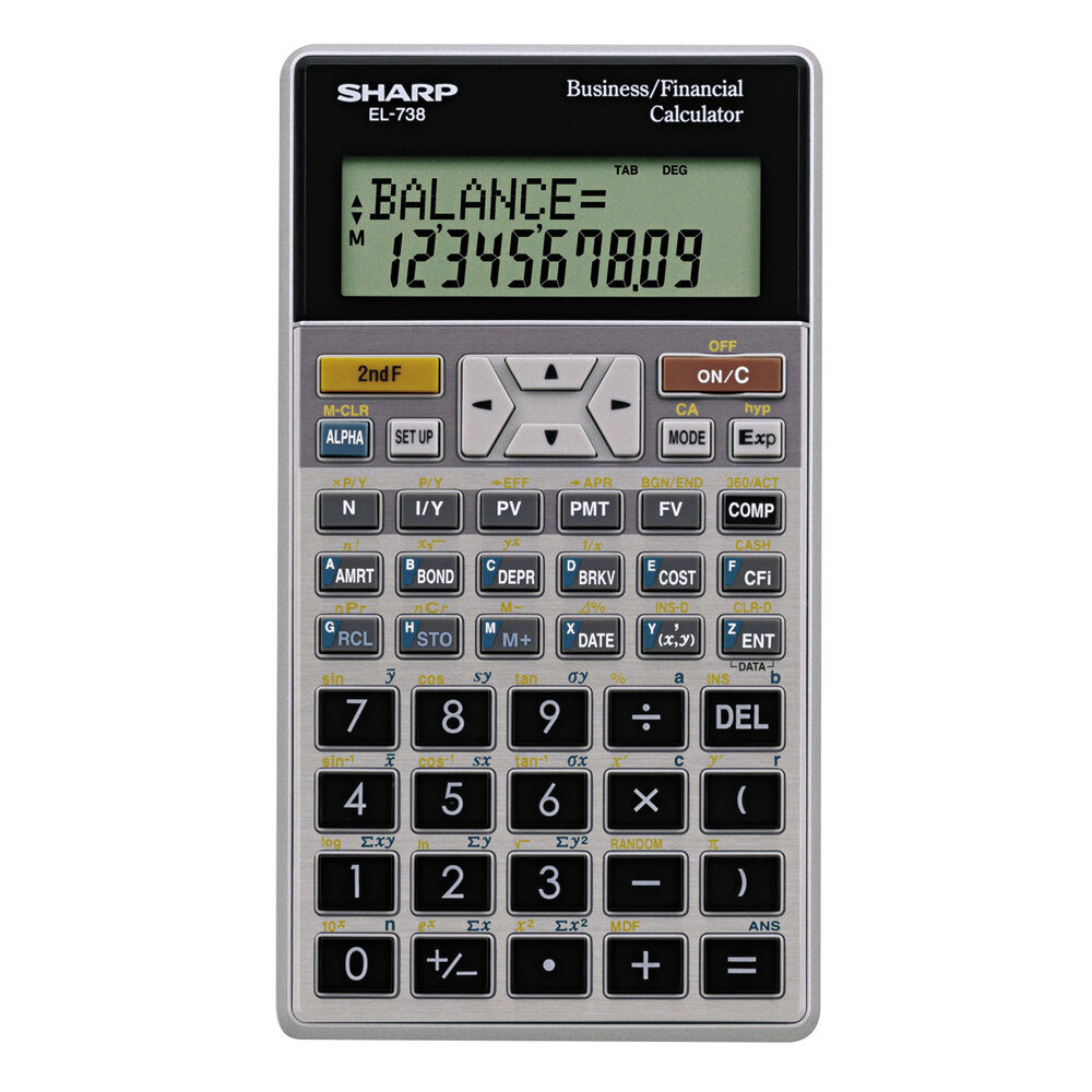 Sharp EL-738FB 3" x 5 9/16" 10-Digit 2 Line Financial Calculator