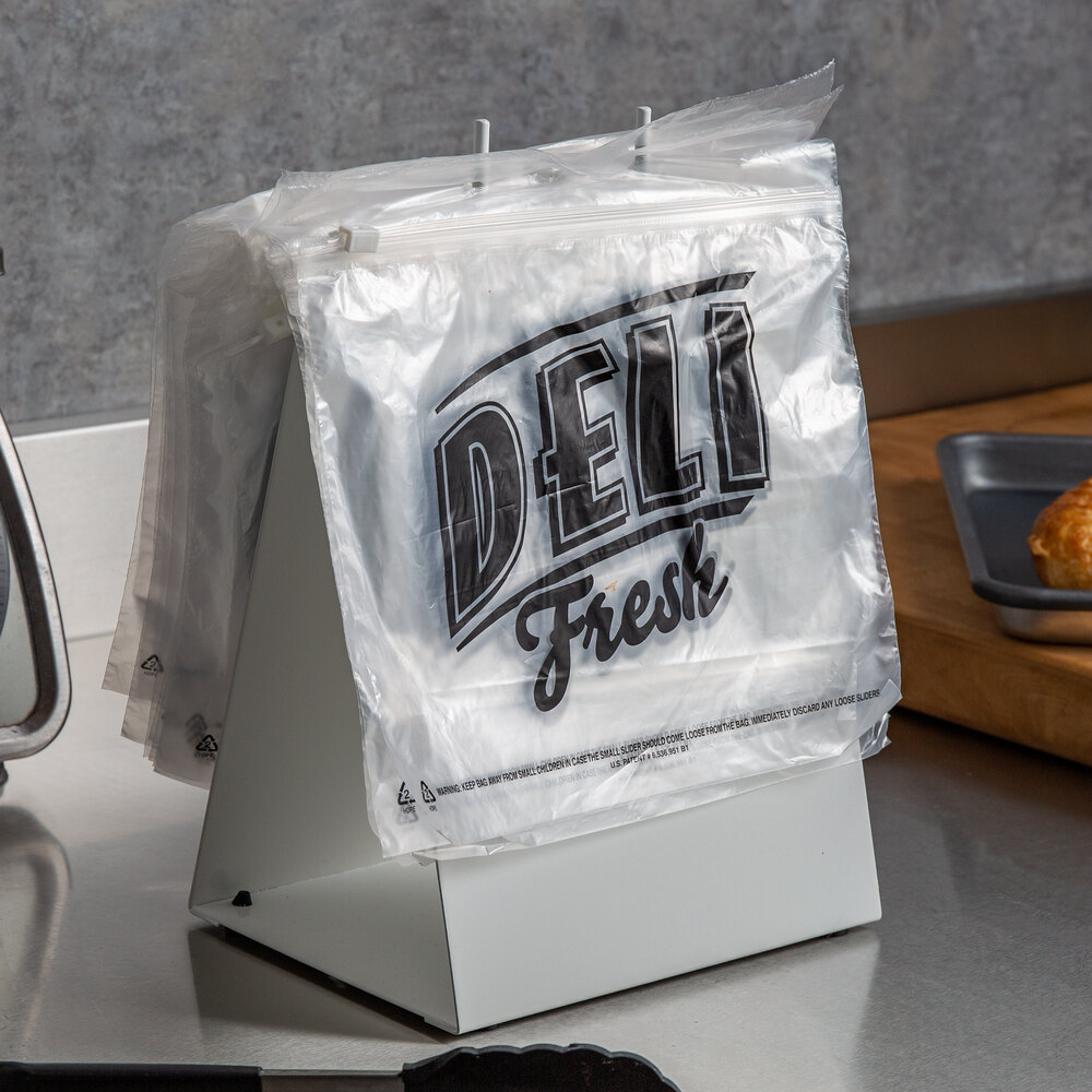 10" x 8" Printed "Deli Fresh" HDPE Plastic Deli Saddle Bag with Slide ...