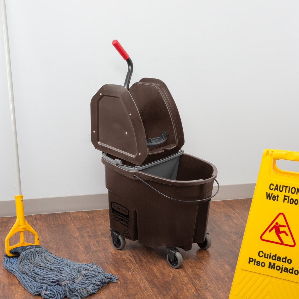 Rubbermaid WaveBrake® 35 Qt. Brown Mop Bucket with Down Press Wringer ...