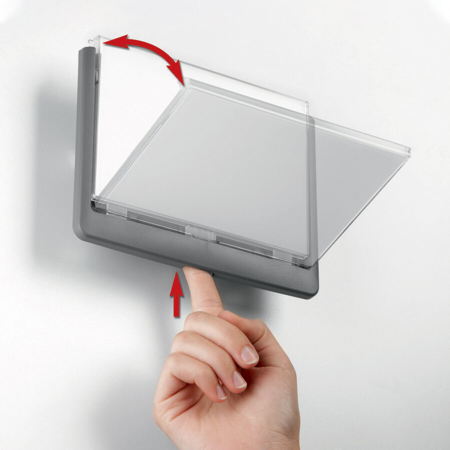 Durable 497637 6 3/4" x 5/8" x 3" Silver Sign Holder with Clear Acrylic ...