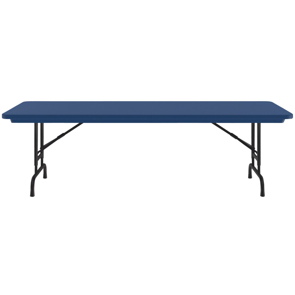 Correll Adjustable Height Folding Table, 30" x 60" Plastic, Blue ...