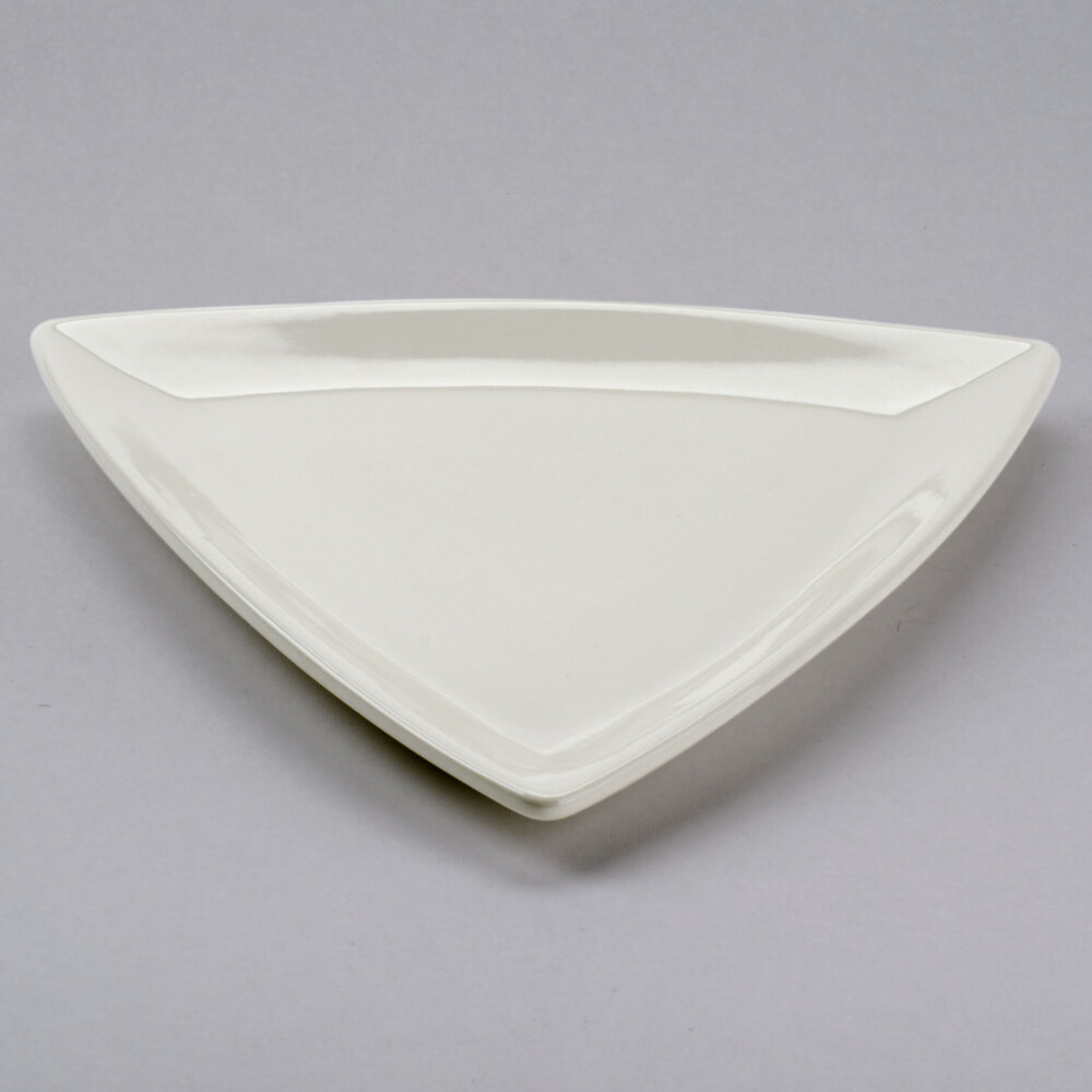 Tuxton BEZ-1108 DuraTux 11" Ivory (American White) Triangle China Plate - 12/Case