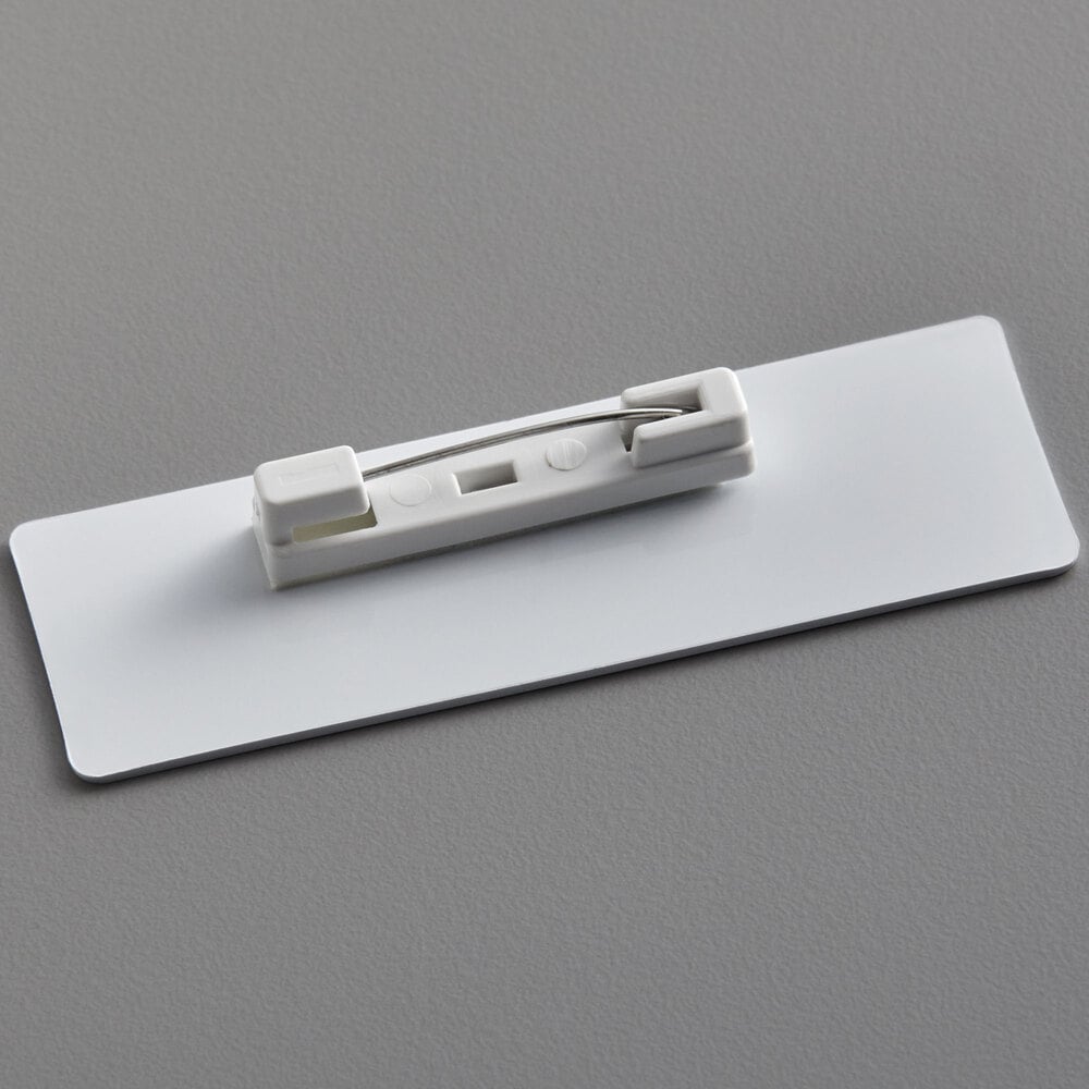 Cawley 1" x 3" Customizable White Plastic Rectangle Nametag