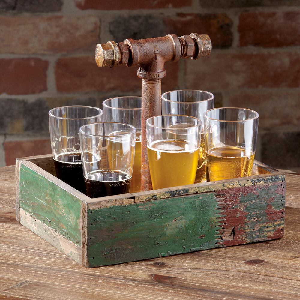 GET CAD1-RWD Reclaimed Wood Condiment & Drink Caddy ( 9" x 7" x 8-1/4")