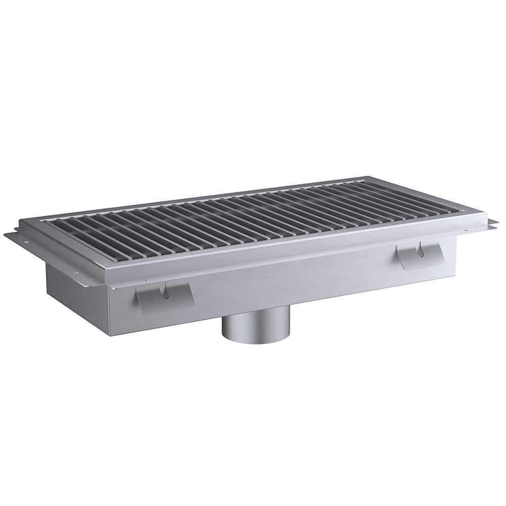 Regency 12" x 24" 14-Gauge Stainless Steel Floor Trough with Grate